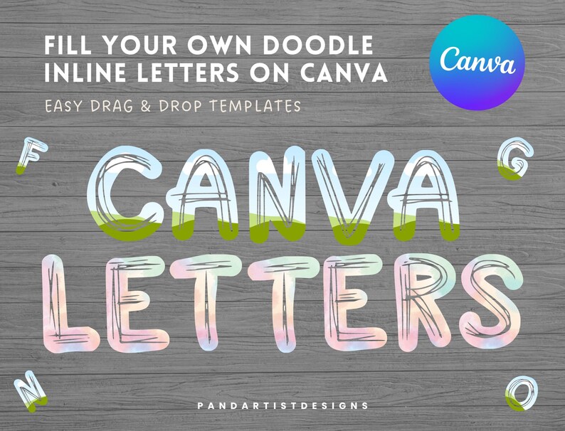 Fill Your Own Uppercase Doodle Letters on CANVA With Drag and - Etsy