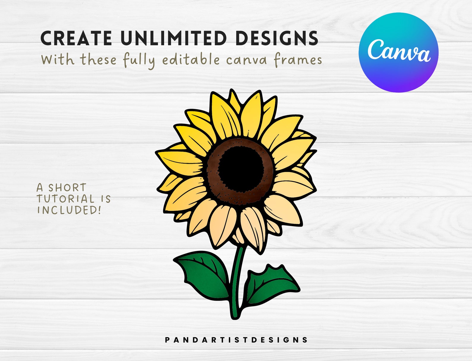 Fill Your Own Sunflower on CANVA With Easy Drag and Drop, Editable ...
