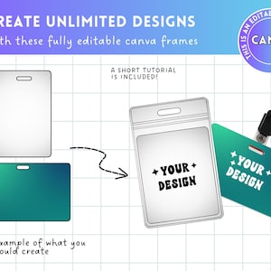 ID Badge Editable Canva Template, ID Badge Design Frame, Drag and Drop ...