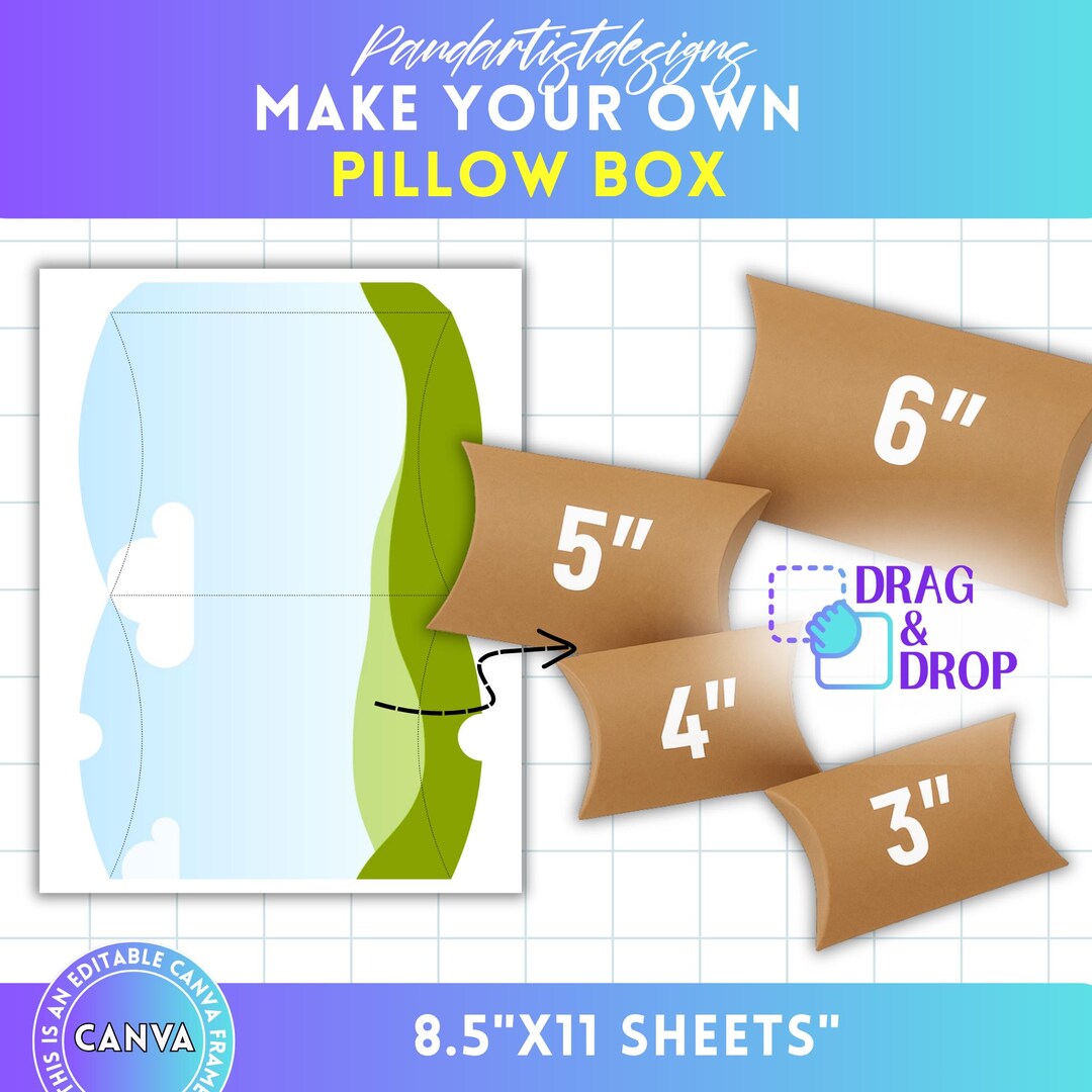 Pillow Box Template Bundle, Pillow Boxes Canva Template, Favor Box ...