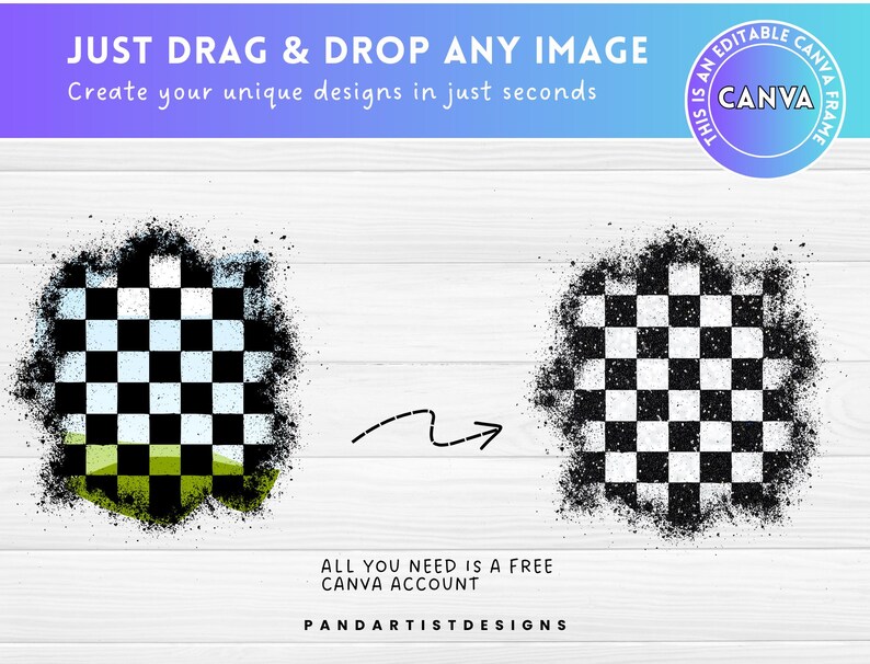 Retro Background Checkered Flag Canva Frames Bundle, Drag and Drop ...