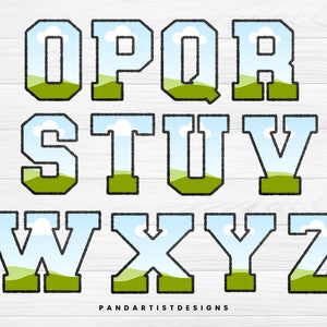 Digital Stitch Varsity PNG, Faux Embroidery Applique Letter & Number ...