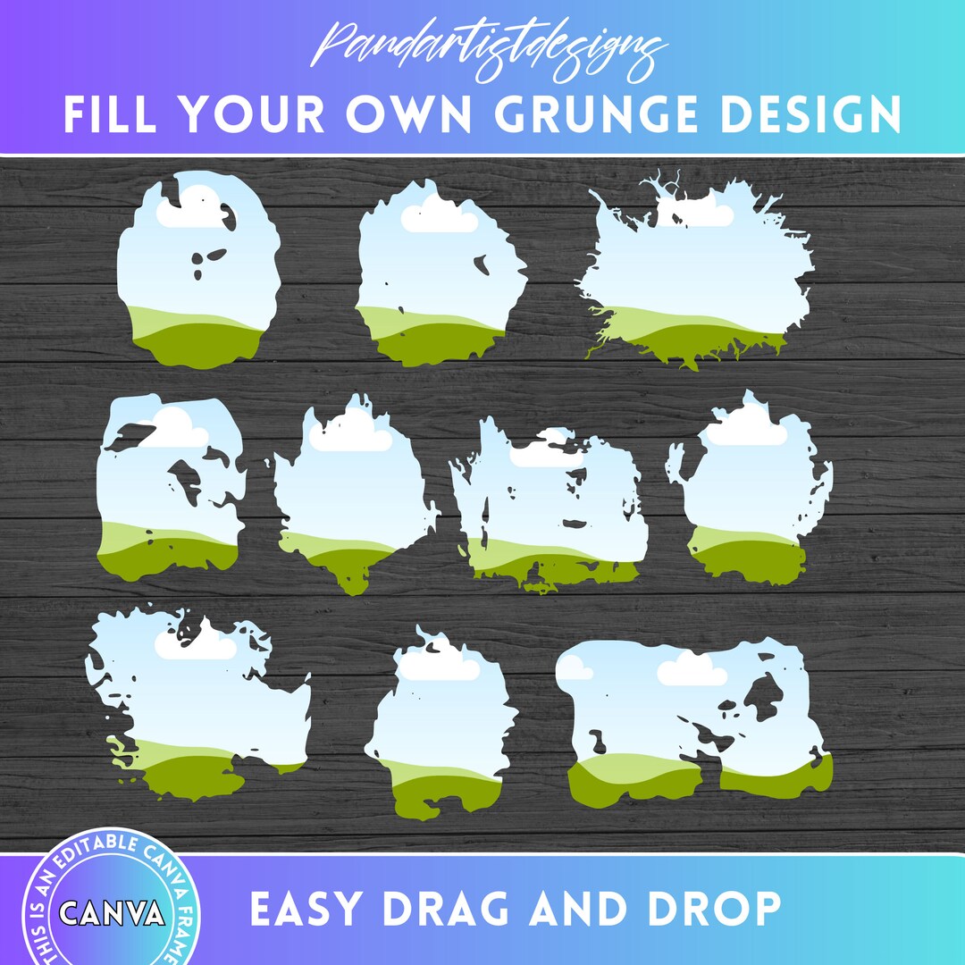 Distressed Paint Splatter Design on CANVA - Canva Frames Bundle - Drag ...