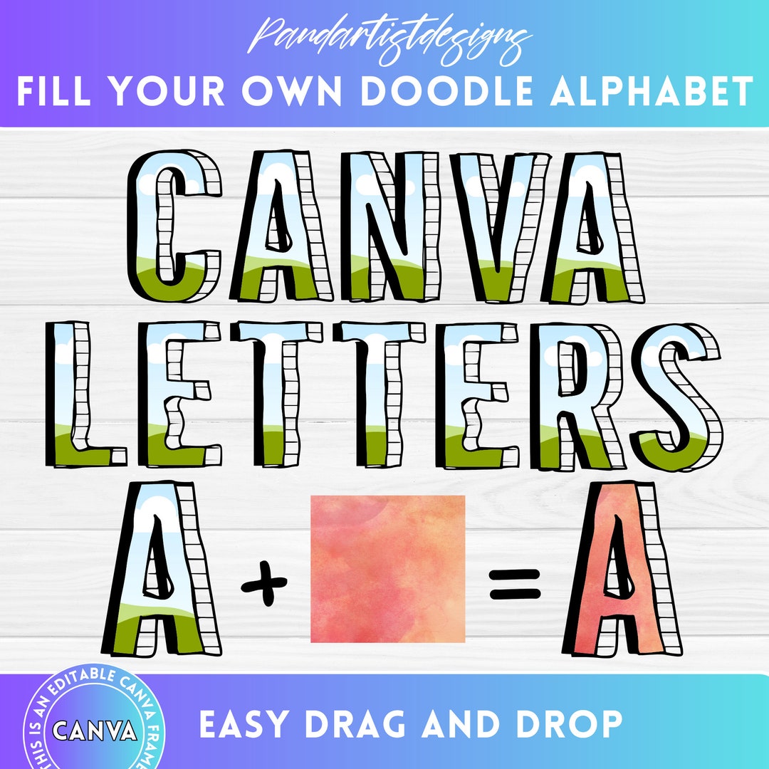 Doodle Letters Canva Frames, Pencil Sketch Alphabet - Drag and Drop ...