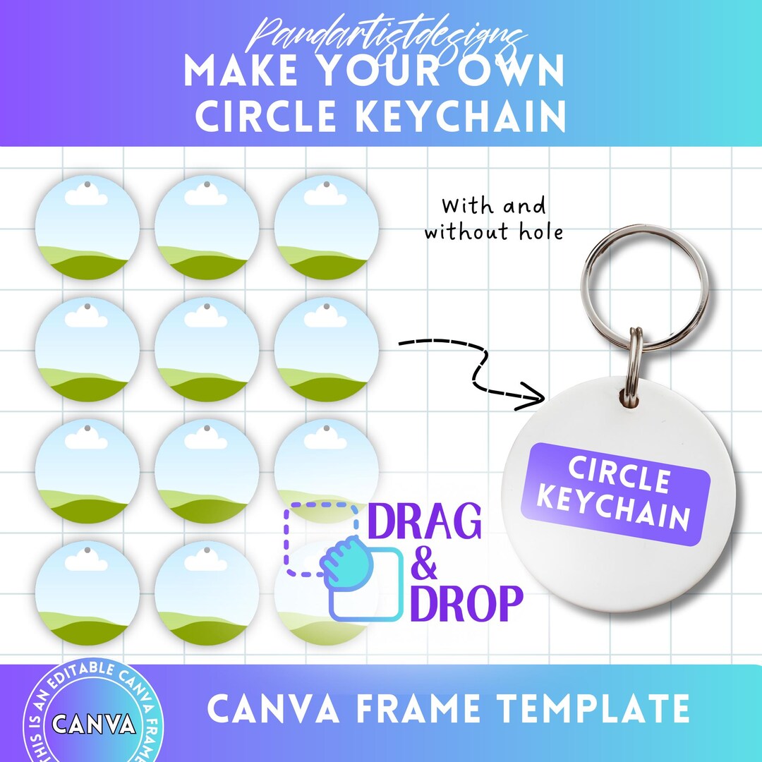 Circle Keychain Editable Canva Template, Acrylic Keychain Size Guide ...