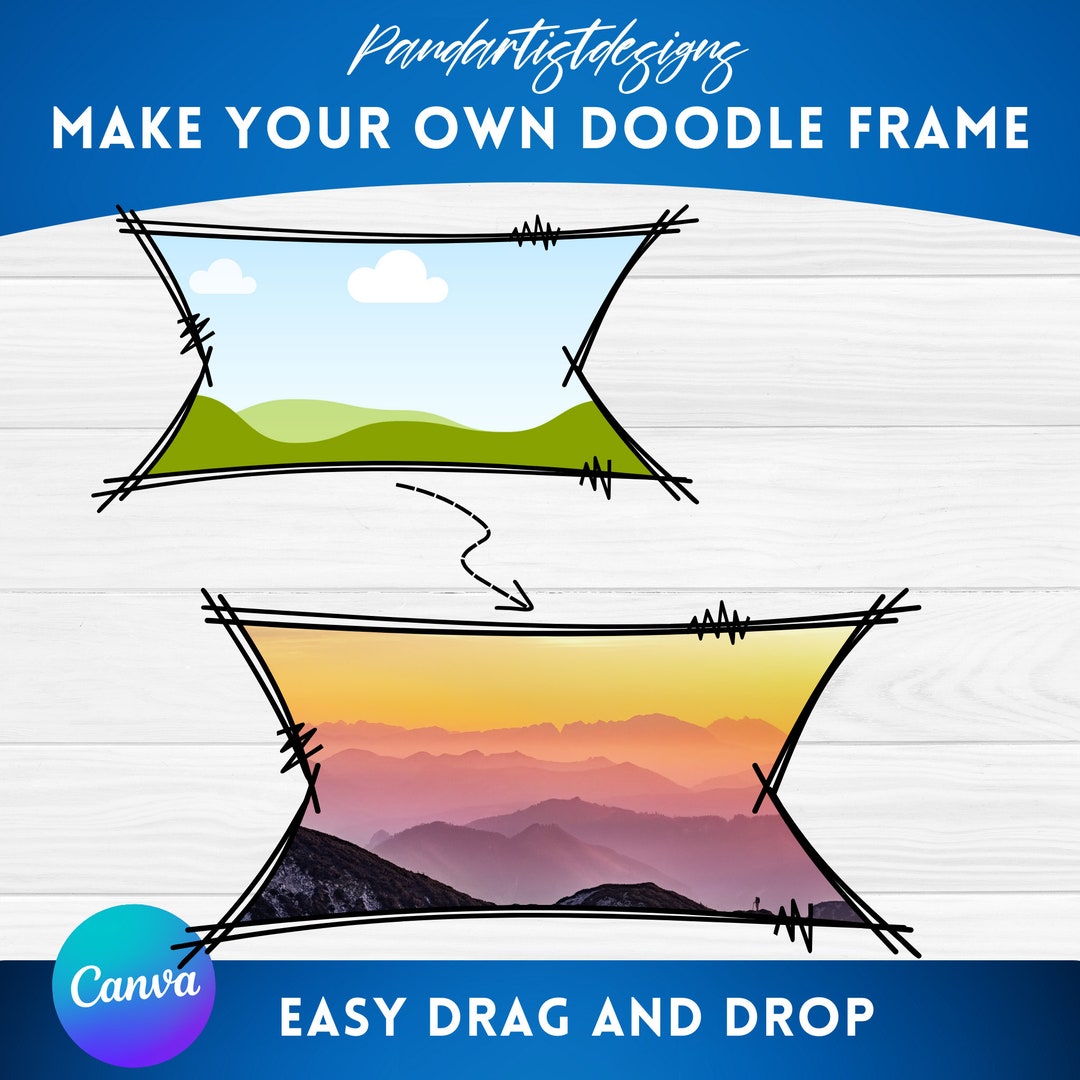 Fill Your Own Doodle With Photo and Background, Editable CANVA Frames ...