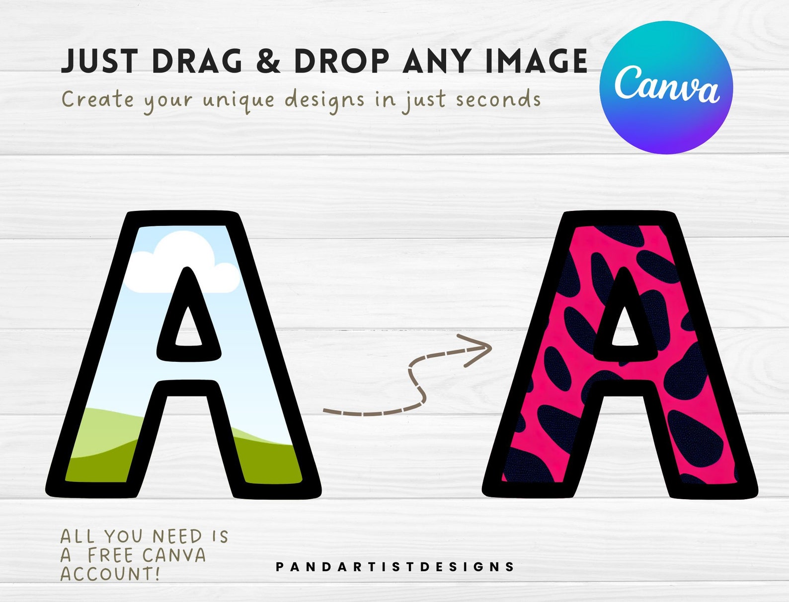 Fill Your Own Uppercase Doodle Letters On Canva With Drag And Drop Fillable Alphaset Alphabet