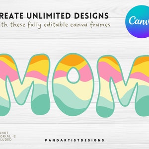 Canva Frames Retro Groovy Doodle Letters, Easy Drag and Drop, Bundle ...
