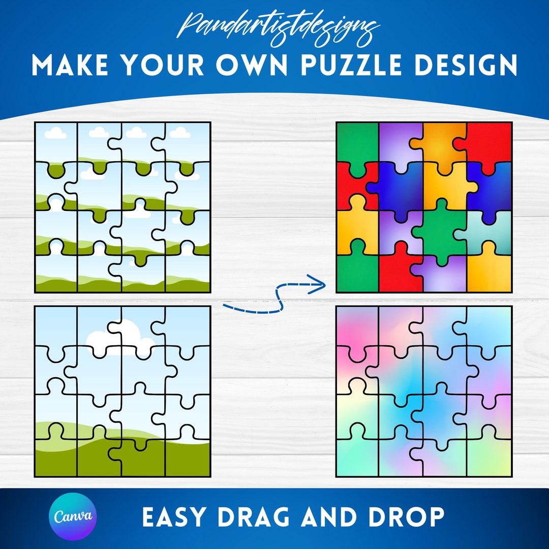 Design Your Own Puzzle, CANVA Frames Bundle With Easy Drag and Drop ...