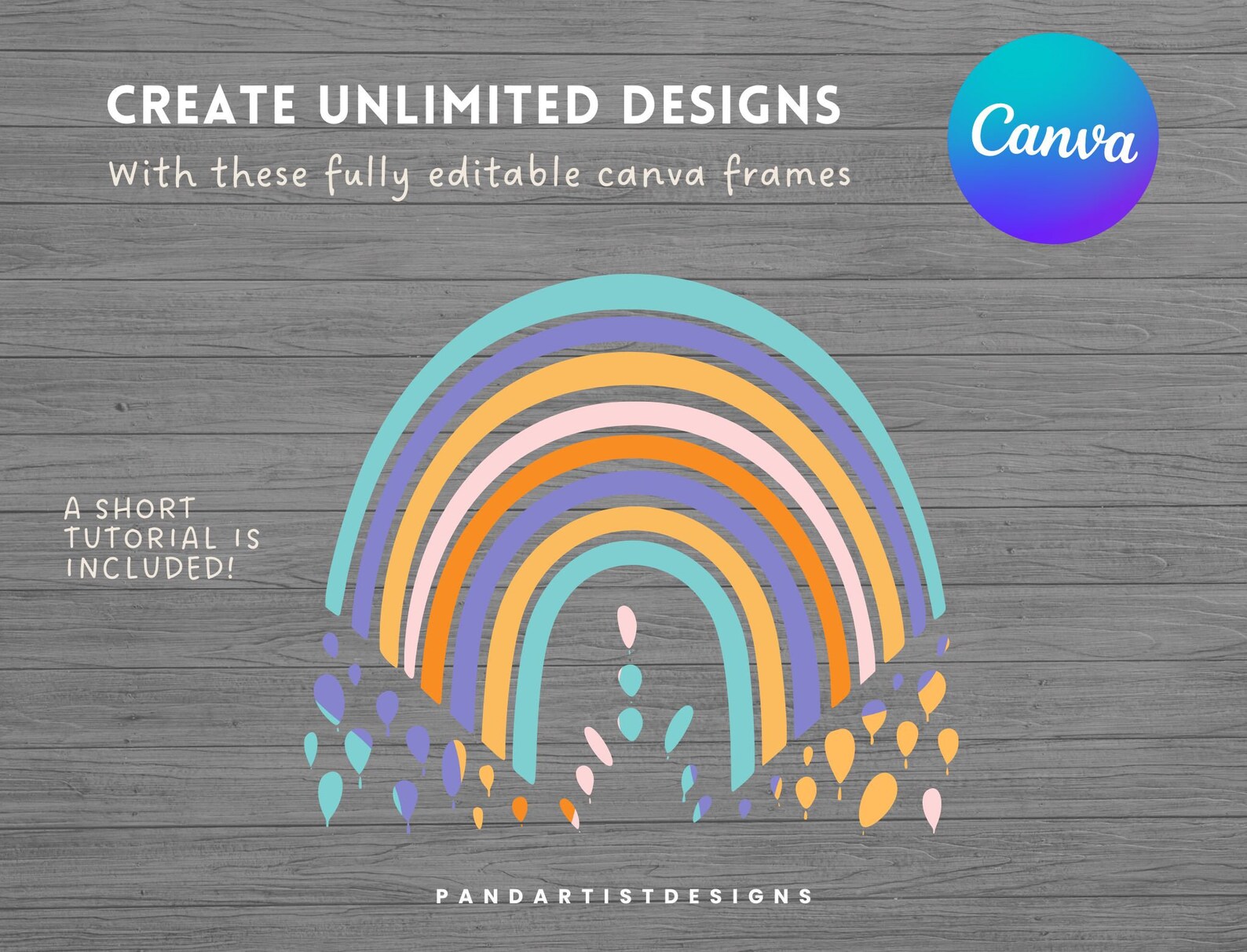 Fill Your Own Boho Rainbow on Canva, Set of 13 Editable CANVA Frame ...