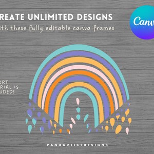 Fill Your Own Boho Rainbow on Canva, Set of 13 Editable CANVA Frame ...