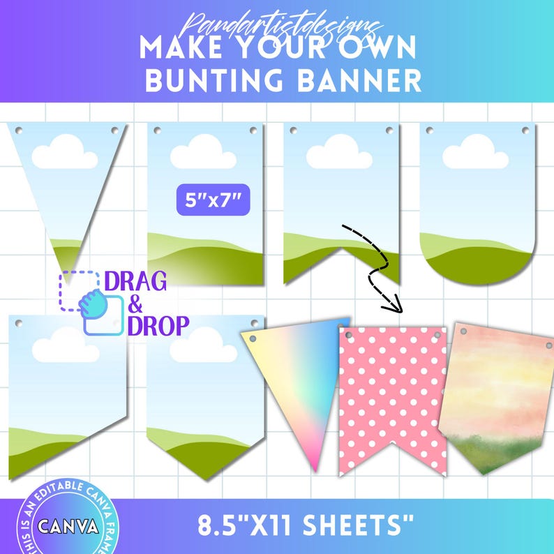 Bunting Banner Bundle Editable Canva Template, Flag Banners Canva ...