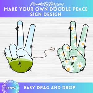 Fill Your Own Doodle Hand Peace Sign - CANVA Frames With Easy Drag and ...