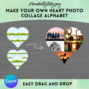 DIY Heart Photo Collage Design on CANVA Editable Canva Frame Template ...