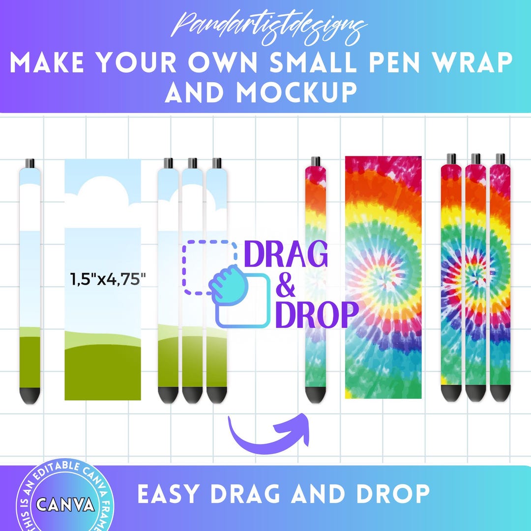 Design Your Own Small Pen Wrap on Canva With Easy Drag and Drop 1.5"x4 ...