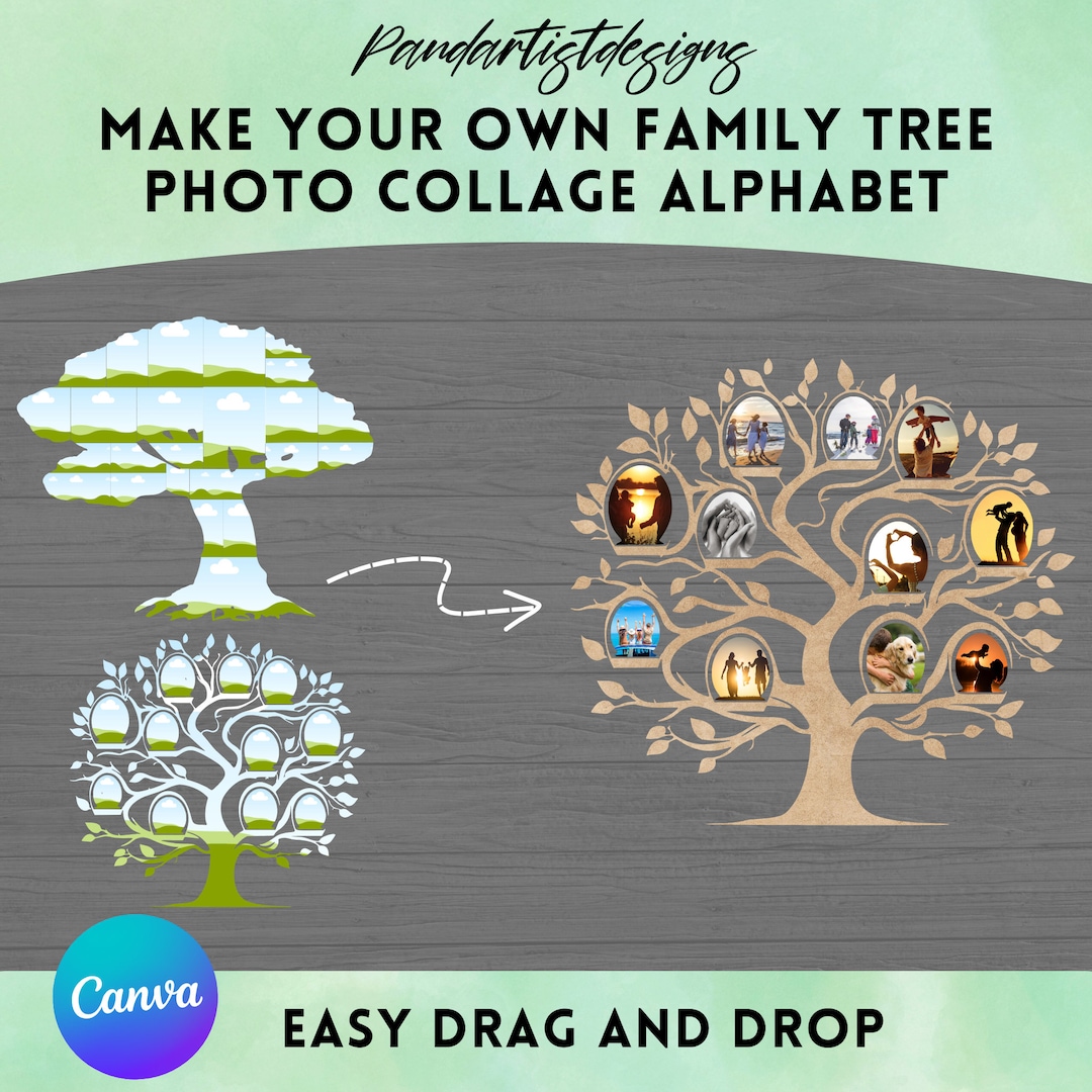 DIY Family Tree Photo Collage Design on CANVA Editable Canva Frame ...