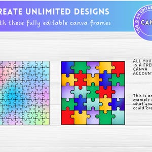 Design Your Own Puzzle, CANVA Frames Bundle With Easy Drag and Drop ...