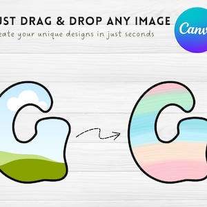 Canva Frames Retro Groovy Doodle Letters, Easy Drag and Drop, Bundle ...