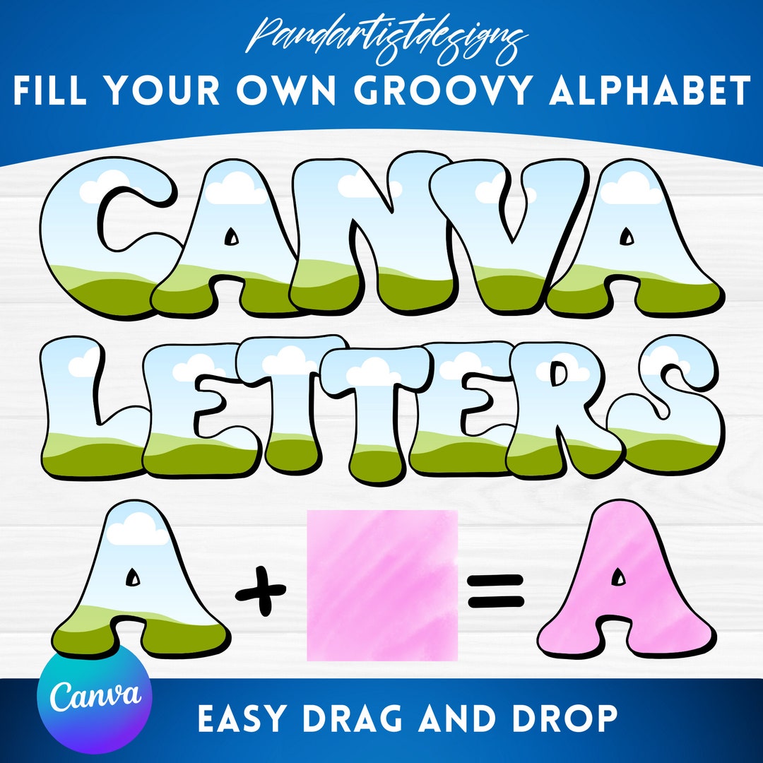 Fill Your Own Retro Groovy Letters & Number on Canva Drag and Drop ...