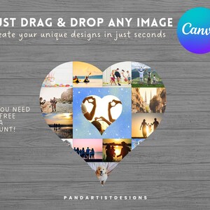 DIY Heart Photo Collage Design on CANVA - Editable Canva Frame Template ...