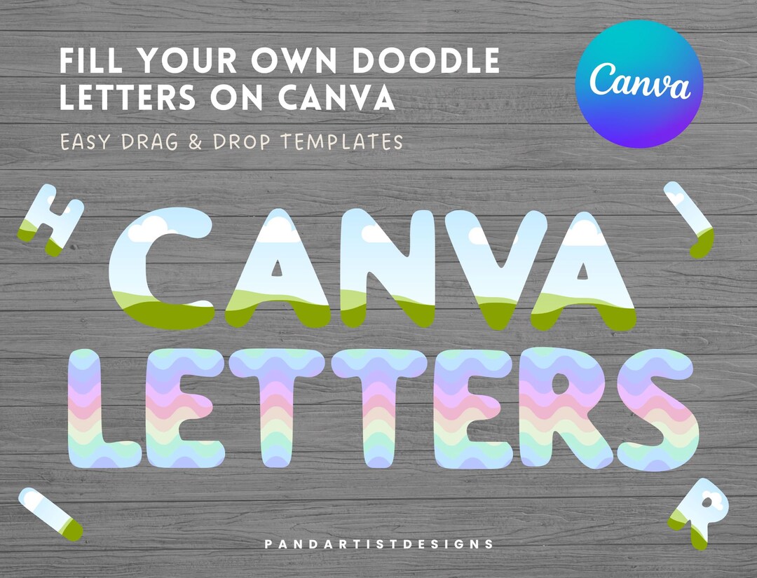 Fill Your Own Doodle Letters on CANVA With Easy Drag and Drop - Etsy