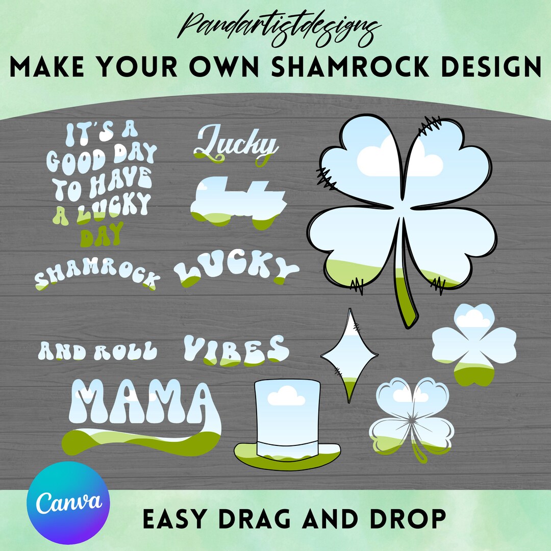 Make Your Own St Patricks Design on Canva Shamrock CANVA Frame Bundle ...