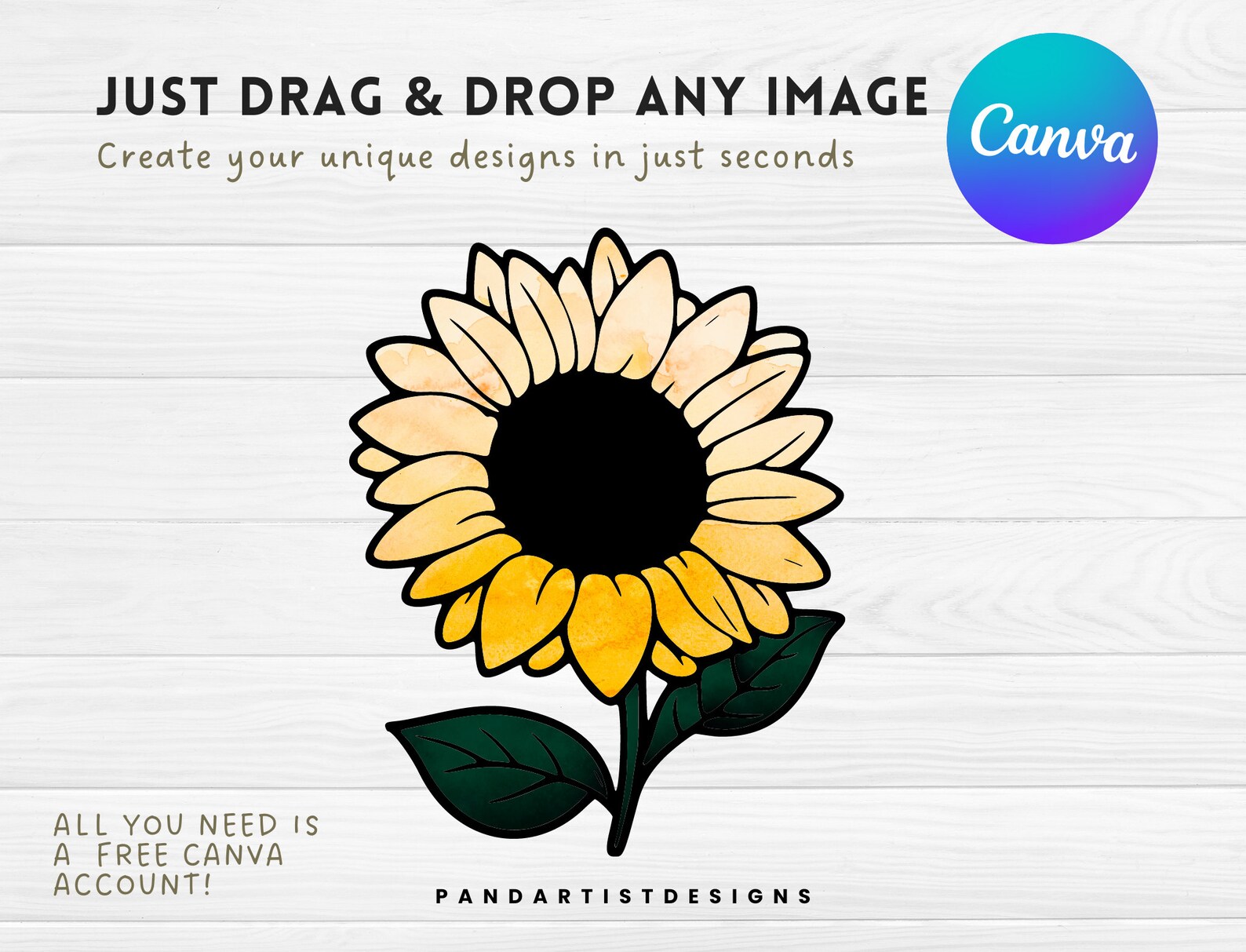 Fill Your Own Sunflower on CANVA With Easy Drag and Drop, Editable ...