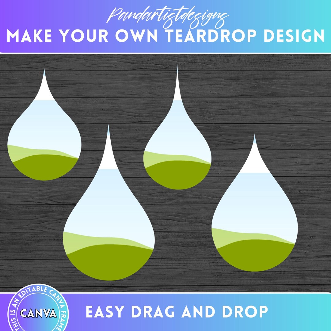 Add Your Own Pattern Teardrop, Editable CANVA Frame Template With Easy ...