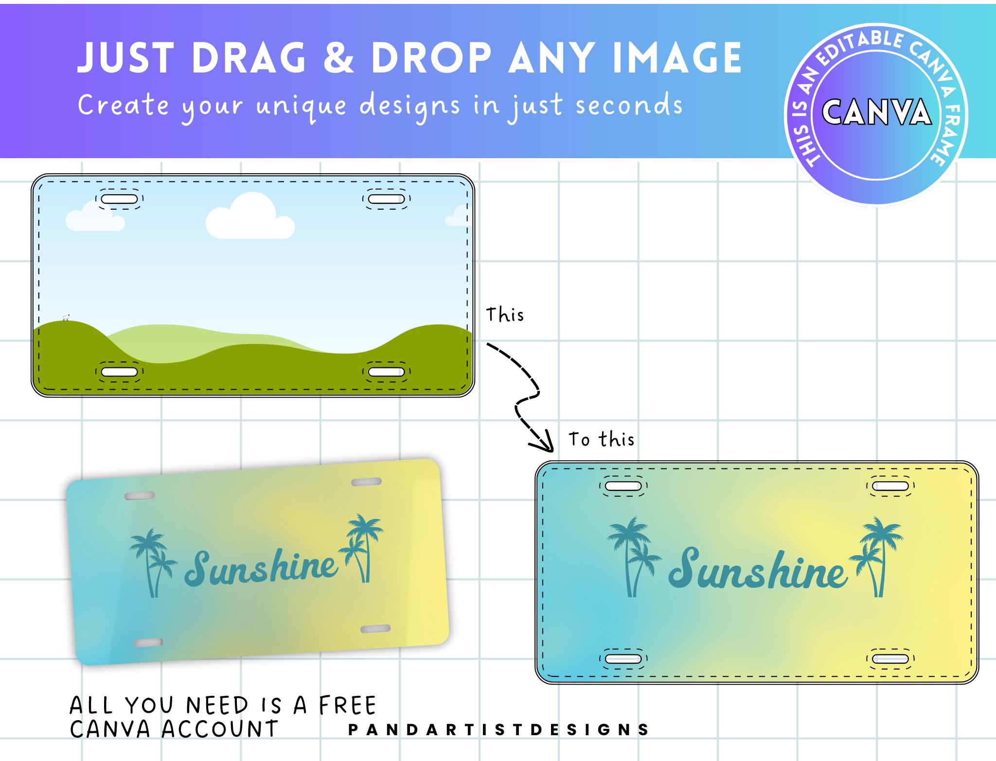 Make Your Own Car License Plate on CANVA, Easy Drag and Drop, Editable ...