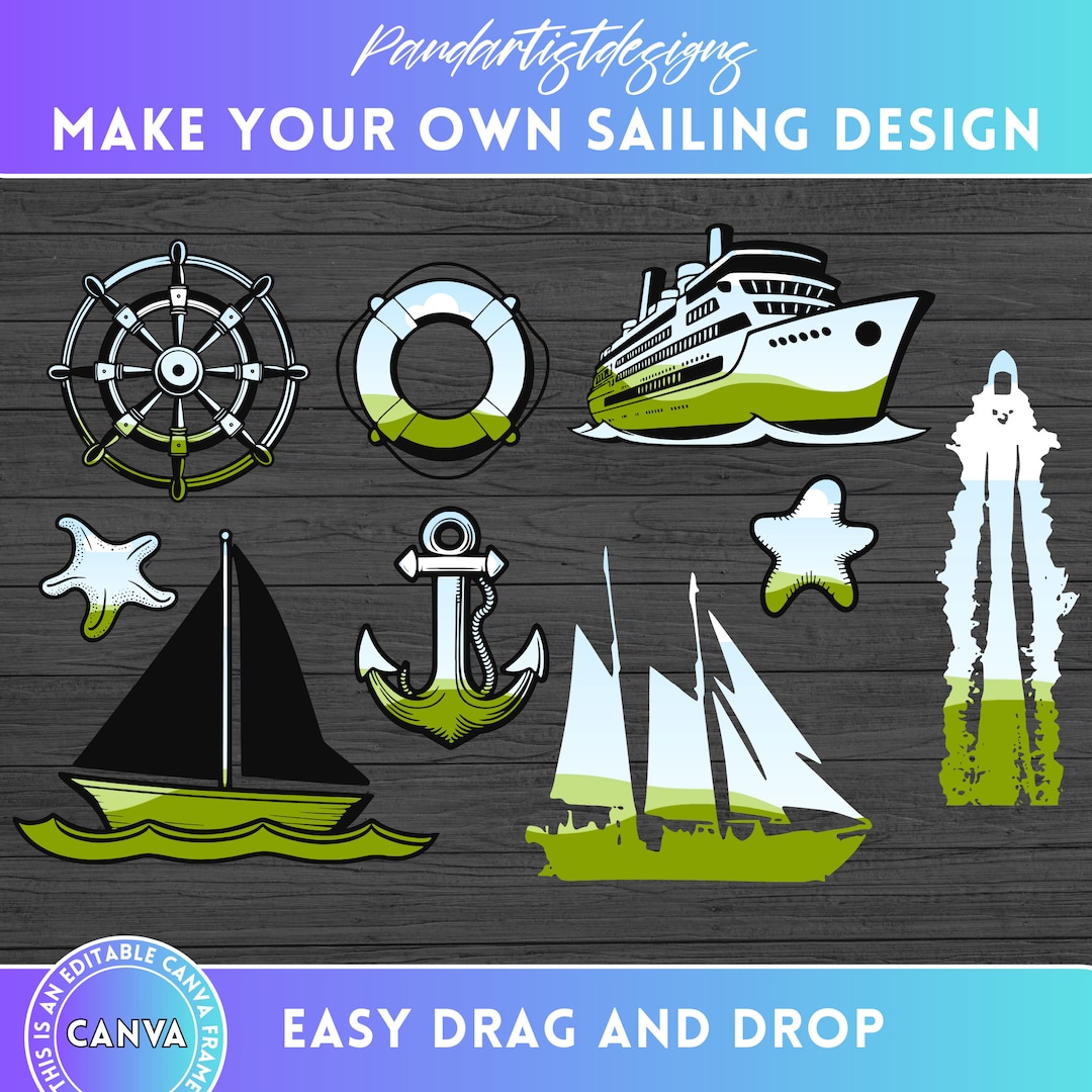Make Your Own Sailboat Design on CANVA - Pirate Silouhette - Drag and ...
