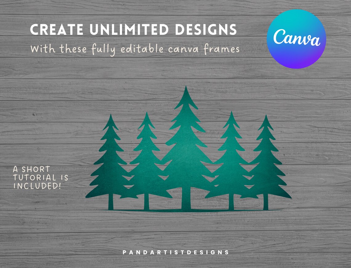 Mountain Forest Pine Trees CANVA Frames Bundle, Canva Template, Drag ...