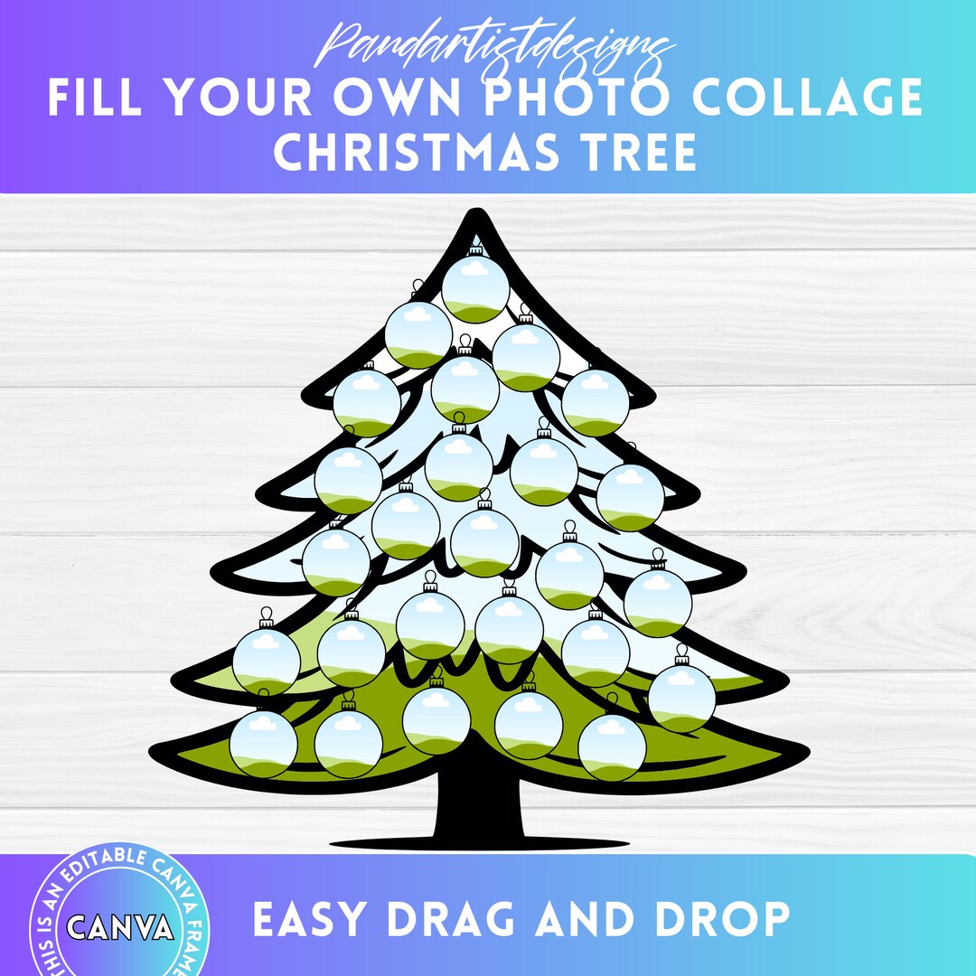 Christmas Tree Photo Collage CANVA Frames Bundle, Editable CANVA ...