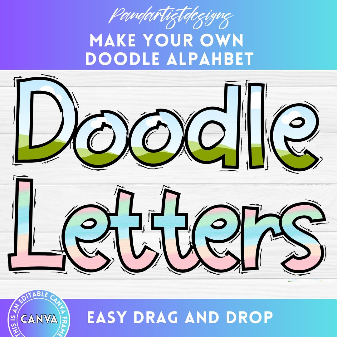 Scribble Doodle Uppercase Letters & Number on Canva With Drag and Drop ...