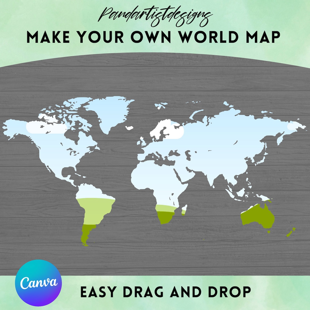 Fill Your Own World Map on Canva Editable CANVA Frame Template Easy ...