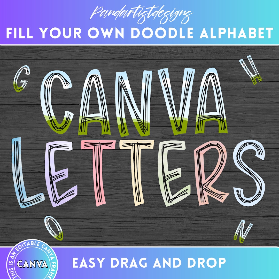 Doodle Letters Canva Frames, Scribble Alphabet, Fill Your Own ...