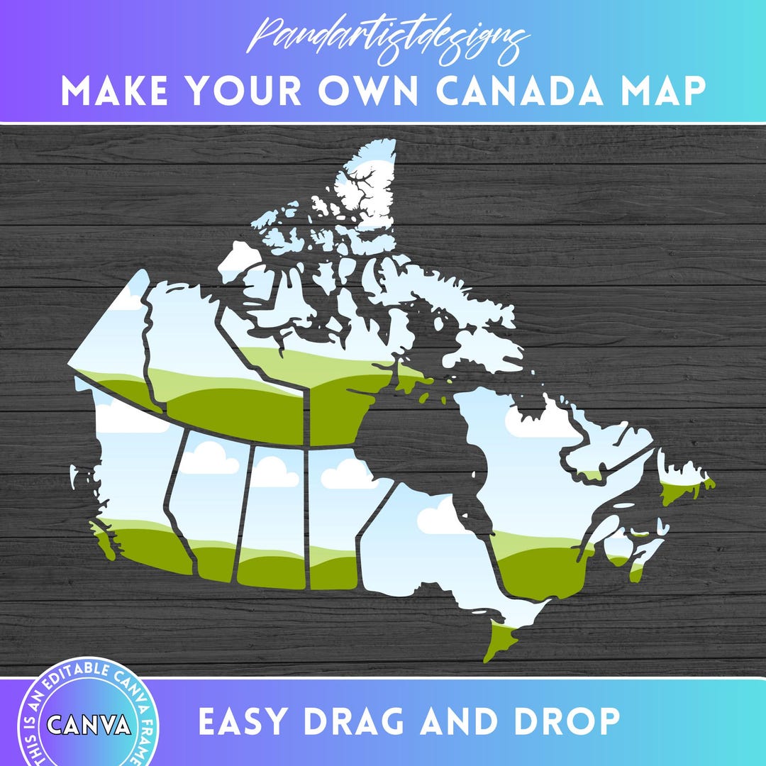 Fill Your Own States of Canada on Canva - Canada Map CANVA Frame Bundle ...
