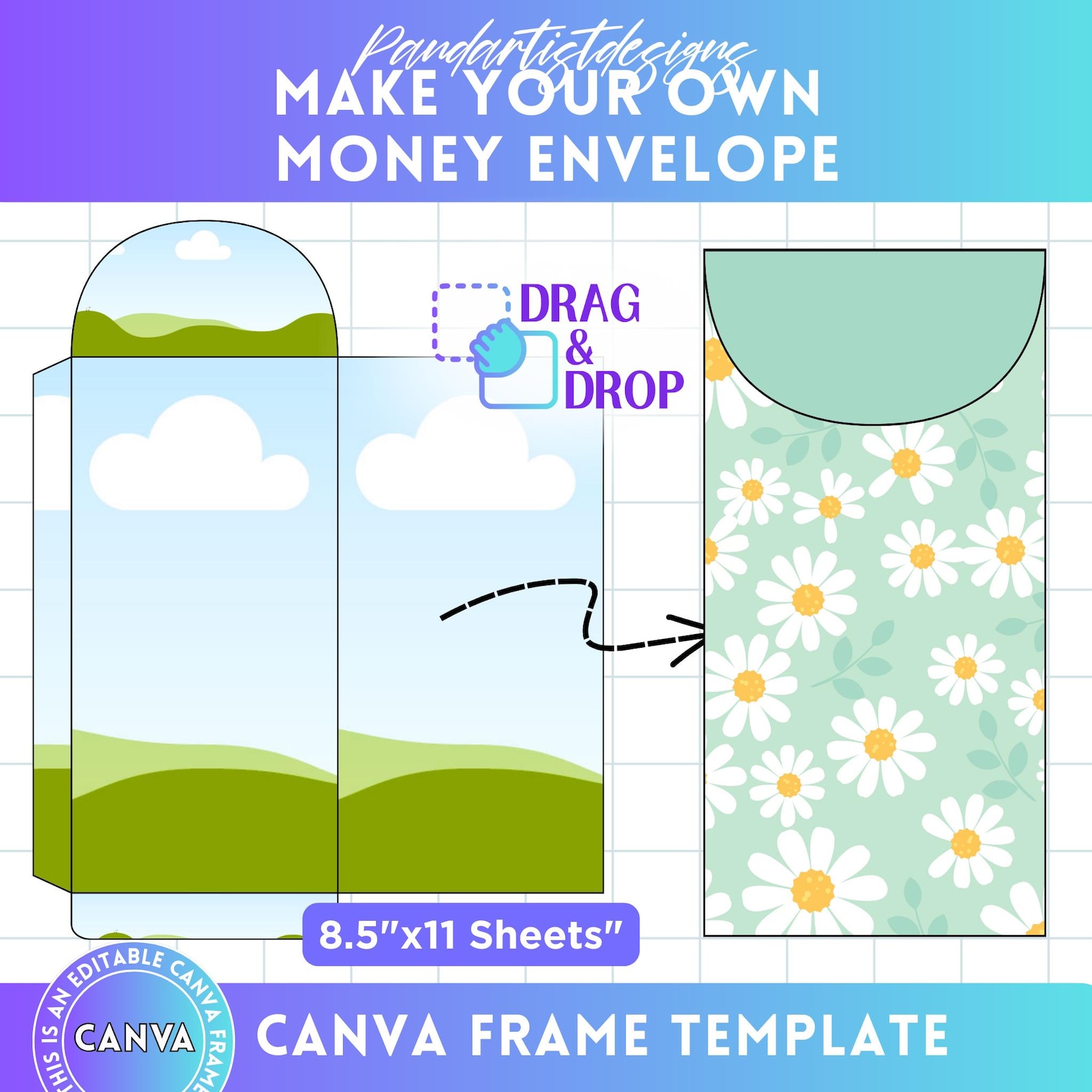 Money Envelope Editable Canva Template, Printable Cash Envelope ...