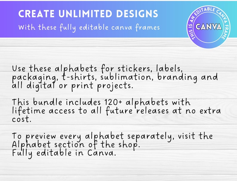 120+ Alphabet Canva Frames Mega Bundle - Fillable Doodle Letters and ...