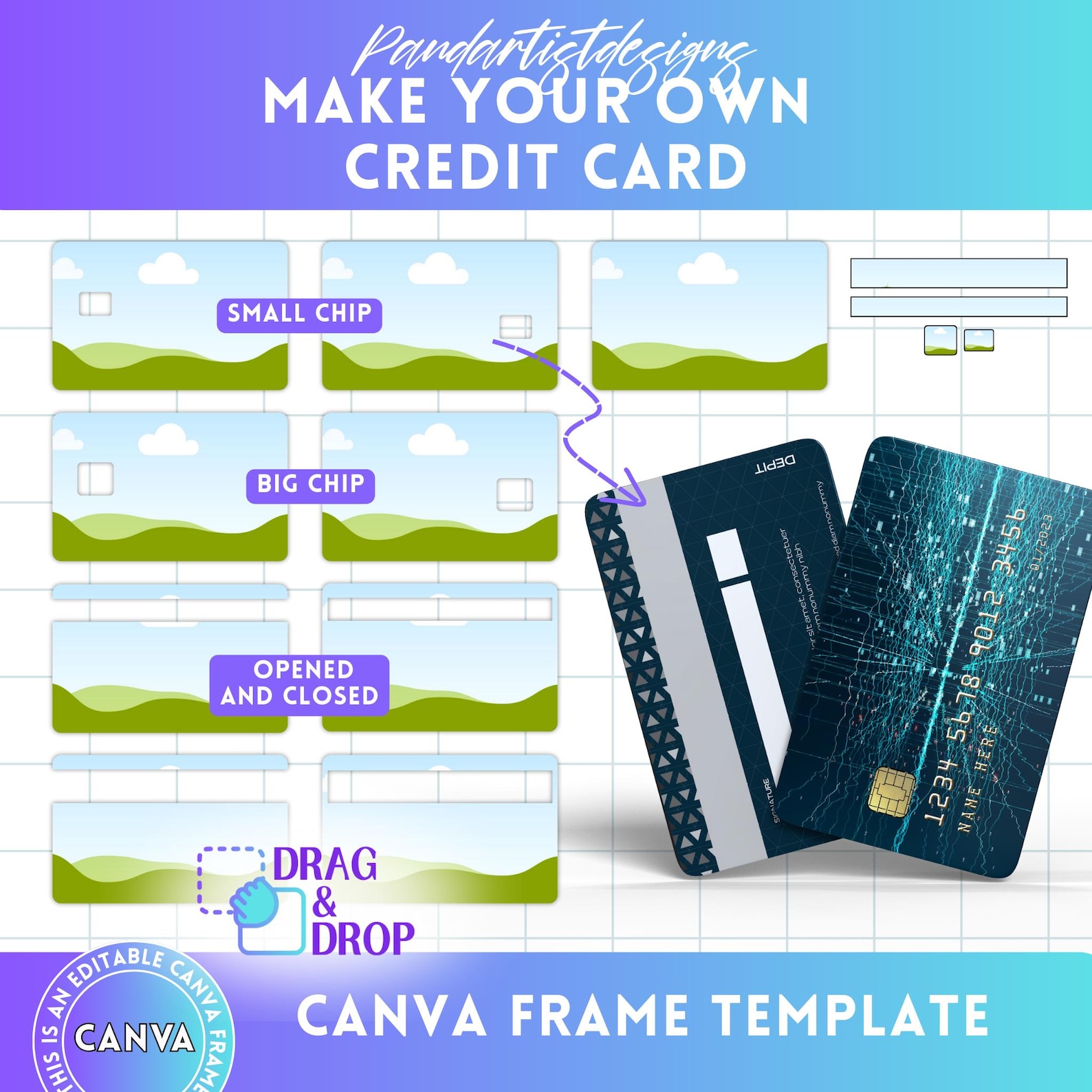 Credit Card Skin Editable Canva Template, Printable Debit Card Skins ...
