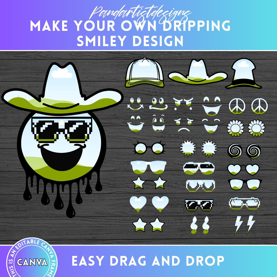 Make Your Own Dripping Retro Happy Smiley Face on CANVA With Easy Drag ...