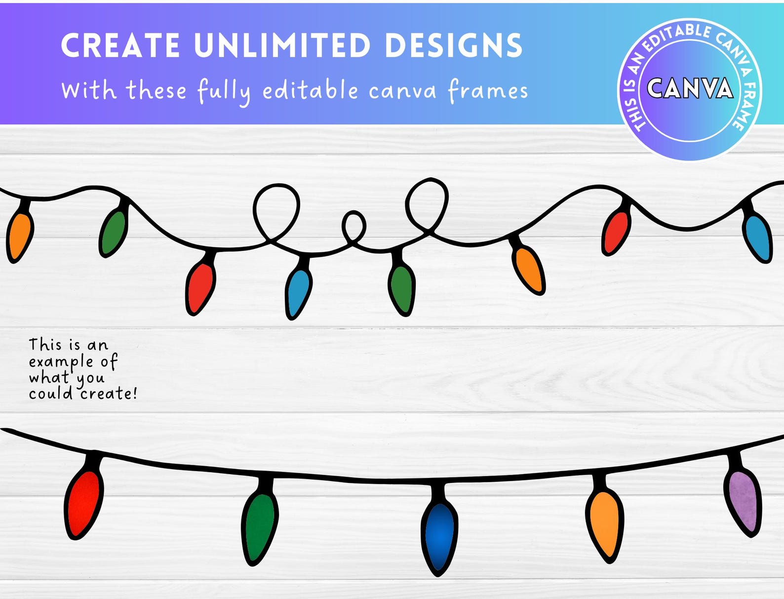 Christmas Border Canva Frames, String Lights Bundle, Christmas ...