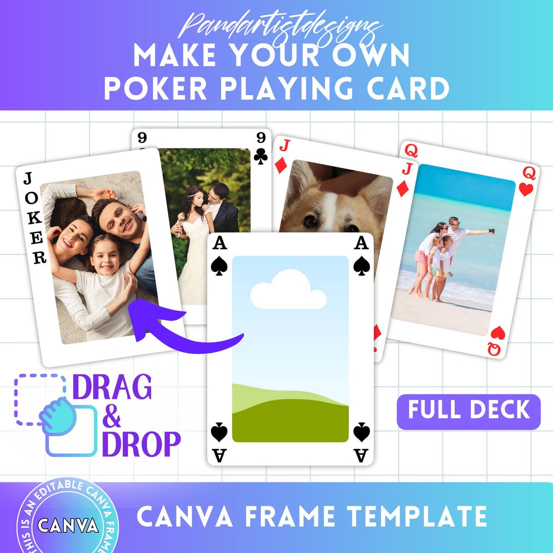 Poker Card Editable Canva Template, Sublimation Blank Playing Card ...