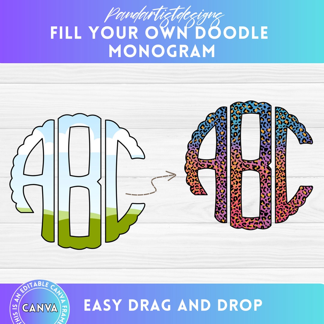Canva Frames Scallop Monogram Alphabet - Easy Drag and Drop - Doodle ...