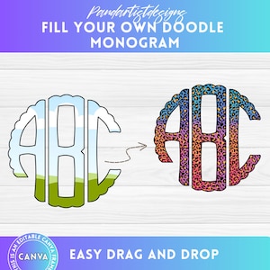 Canva Frames Scallop Monogram Alphabet - Easy Drag and Drop - Doodle ...