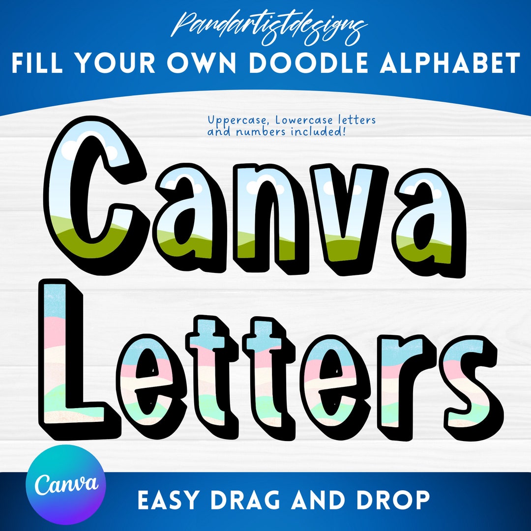 Fill Your Own Doodle Letters, Canva Frames Alphabet, Drag and Drop ...