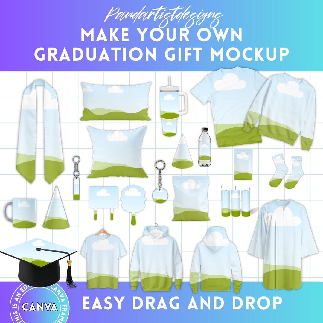 Canva Graduation Gift Set Mockup Bundle - Editable Canva Frame Template ...