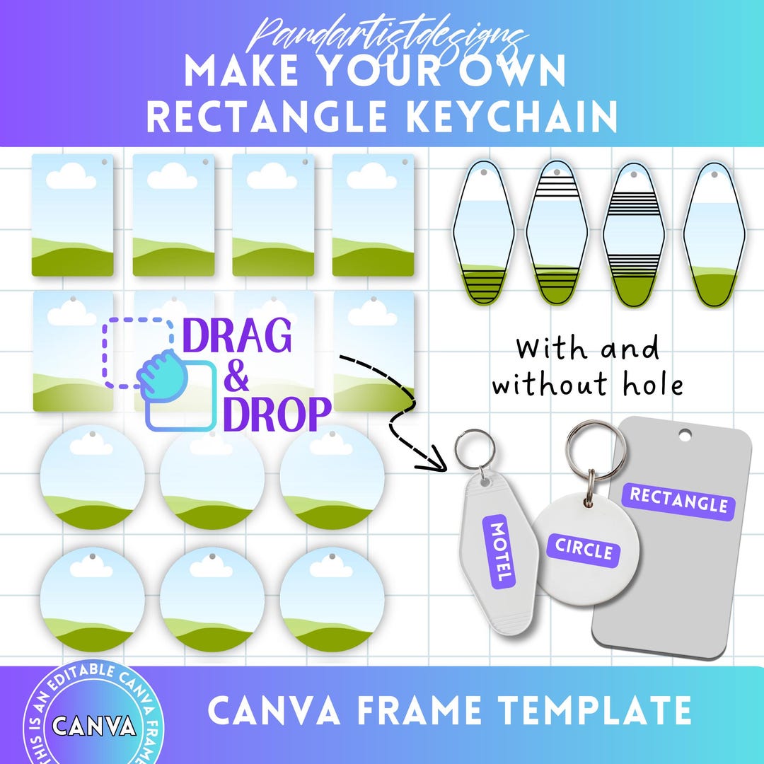Keychain Editable Canva Frame, Motel Keychain Drag & Drop, Printable ...