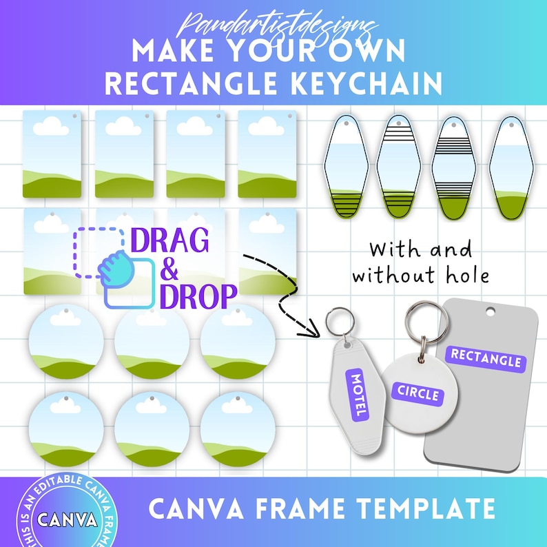 Keychain Editable Canva Frame, Motel Keychain Drag & Drop, Printable ...
