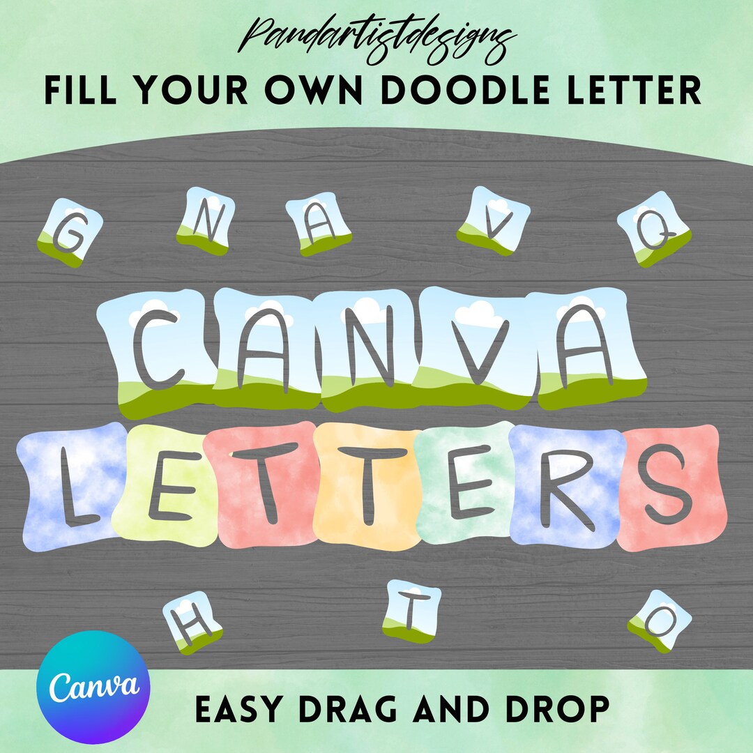 Fill Your Own Doodle Inline Letters on CANVA With Drag and Drop ...