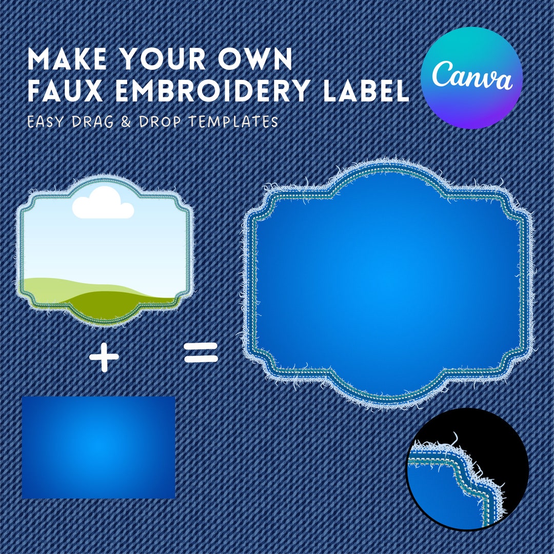 Digital Stitch Label PNG, Faux Embroidery Applique, Easy Drag and Drop ...